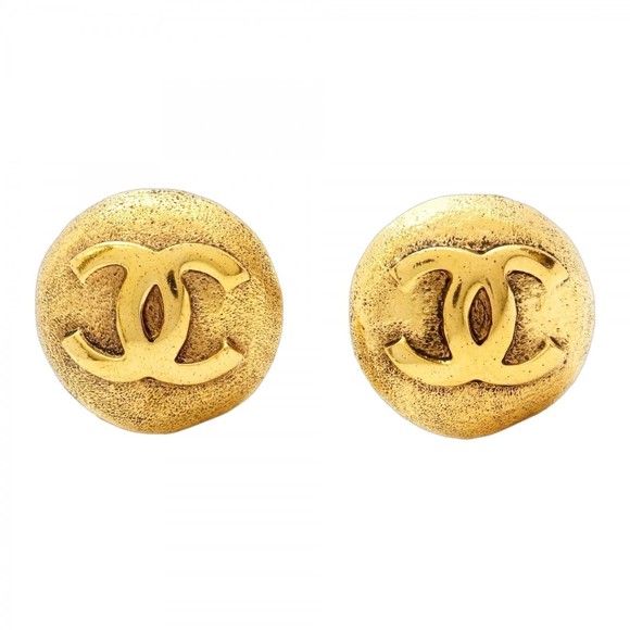 CHANEL | Jewelry | Chanel Coco Mark Circle Earrings Gp Plated Gold For ...
